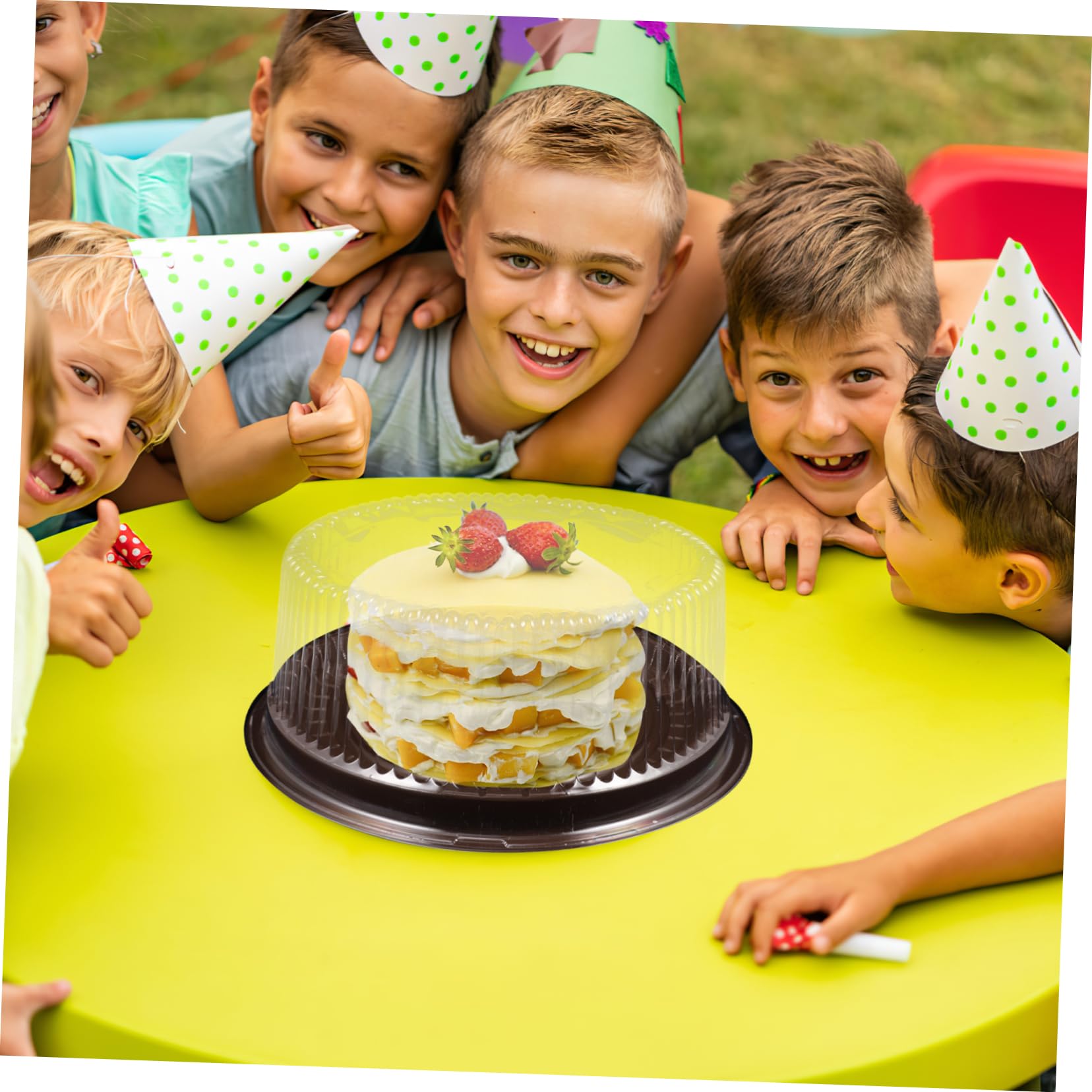 BRIGHTFUFU Plastic Cake Boxes 8 Inches Pastel Round Single Cupcake Cases Disposable Material 20 Pieces Color
