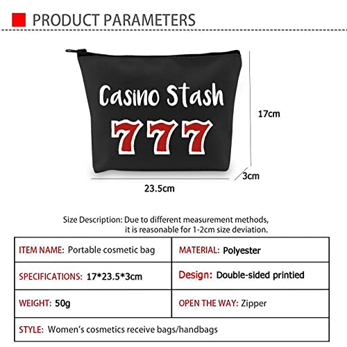 G2TUP Casino Gambling Makeup Bag Casino Stash Accessory Pouch Lucky Sevens Zipper Bag for Gambler (Casino Stash Black makeup bag)