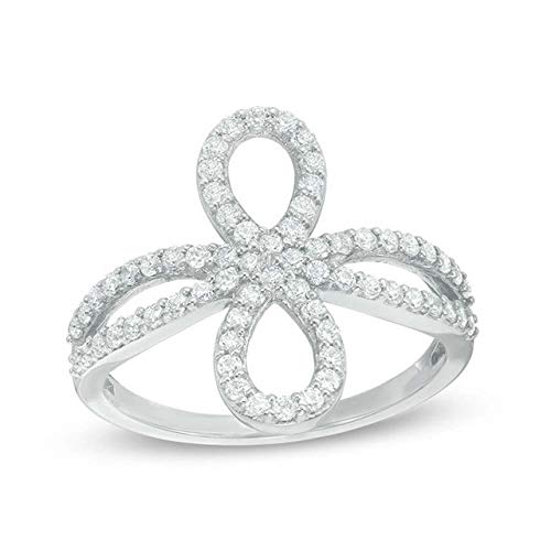 Pritvi Jewels 0.50 CT Round Cut Created Diamond Infinity Engagement Rig 14K White Gold Over Ring Size-11