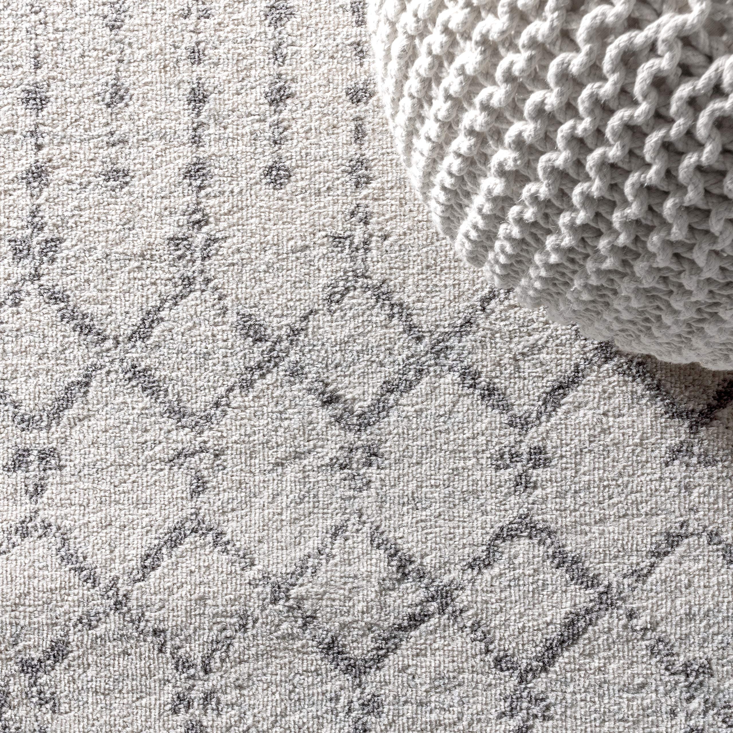 JONATHAN Y MOH101B-5R Moroccan Hype Boho Vintage Diamond 5' Round Area-Rug, Bohemian, Southwestern, Casual, Transitional, Pet Friendly, Non Shedding, Stain Resistant, Easy-Cleaning, Cream/Gray