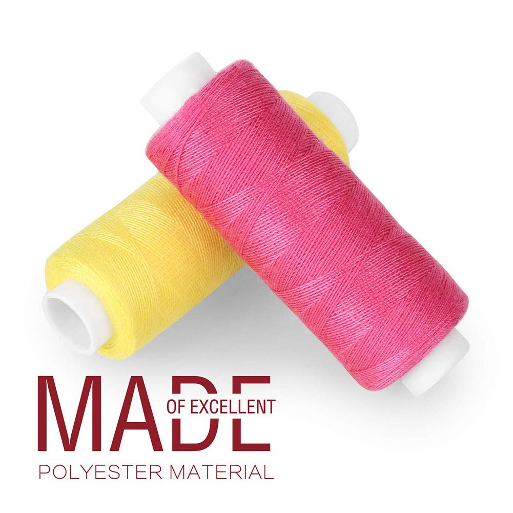 Queta 30 Color Polyester Sewing Thread Kit - 30 Spools for Hand & Machine Sewing, Includes 2 Needle Threaders, 16 Needles, Box