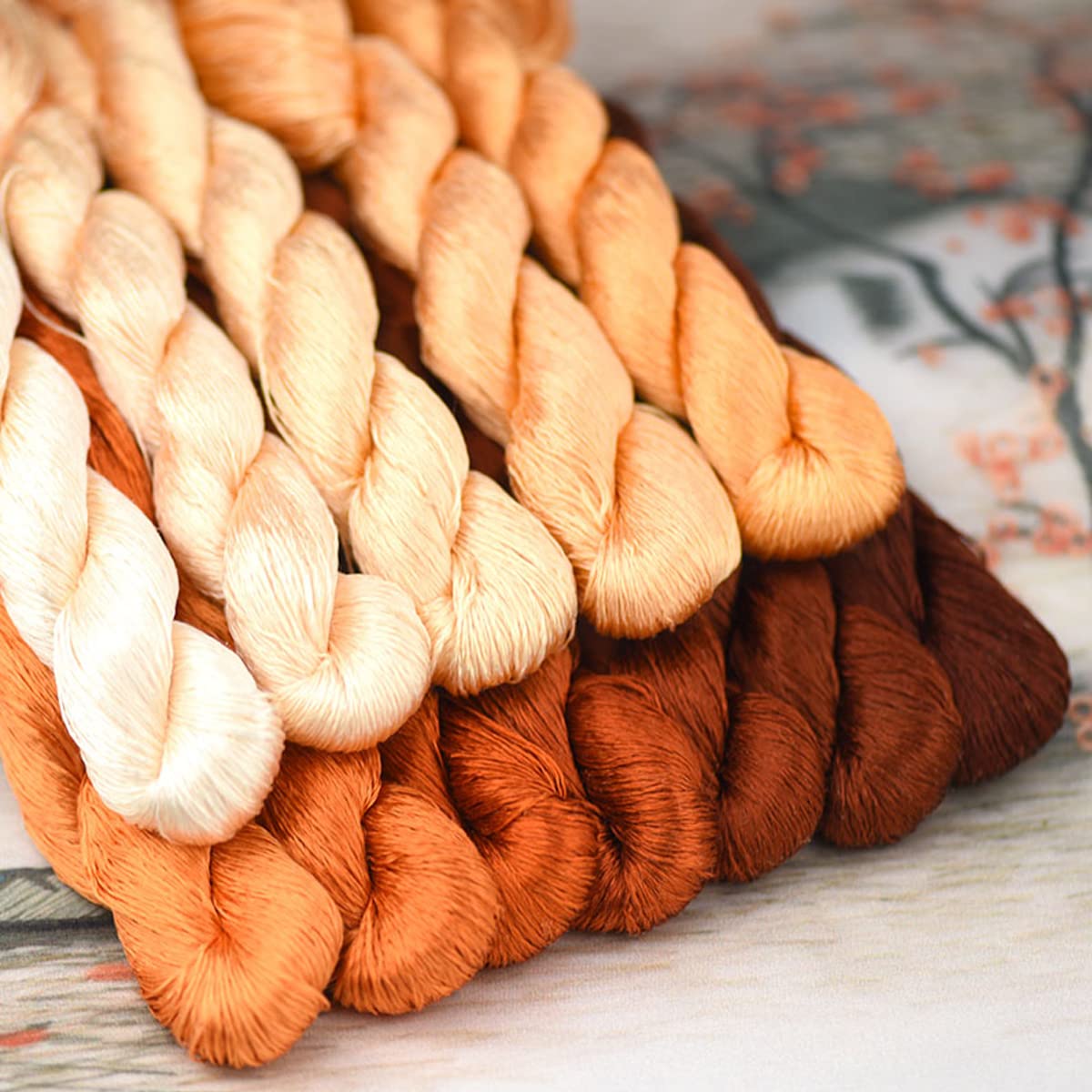 MINGGUXIUYI Natural 100% Silk Thread, Handmade Embroidery Thread, Silk Embroidery Thread 1440 Yards, 12 Colors(76)