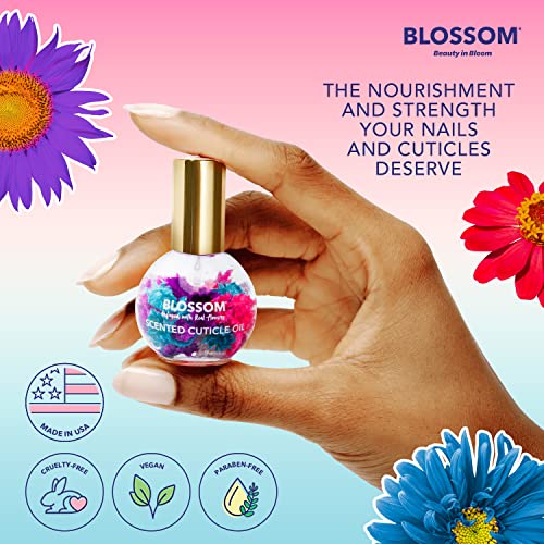 Blossom Hydrating, Moisturizing, Strengthening, Scented Cuticle Oil, Infused with Real Flowers, Made in USA, 0.42 fl. oz, Grape