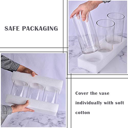 3 Pack Clear Glass Cylinder Vases, Table Flowers Vase,for Wedding Decorations and Formal Dinners (8 Inch)