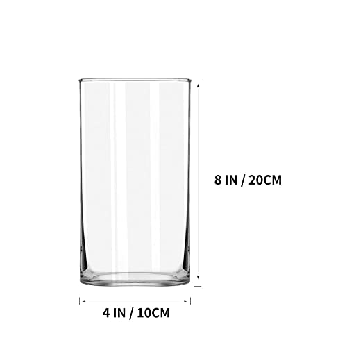 3 Pack Clear Glass Cylinder Vases, Table Flowers Vase,for Wedding Decorations and Formal Dinners (8 Inch)