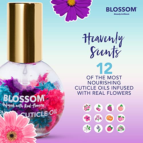 Blossom Hydrating, Moisturizing, Strengthening, Scented Cuticle Oil, Infused with Real Flowers, Made in USA, 0.42 fl. oz, Grape