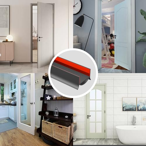 2 Pack Door Draft Stopper, 36” Cuttable Weather Stripping Door Seal， Strong Adhesive Door Sweep for Exterior and Interior Doors. (2, Black)