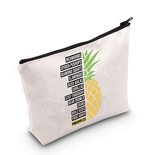 G2TUP Fitness Gym Workout Cosmetics Bag Gym Lover Gift In-chworms Spider Pushups Diamond Squats Makeup Bag Bodybuilding Workout Lover Gift (Inchworm White Bag)
