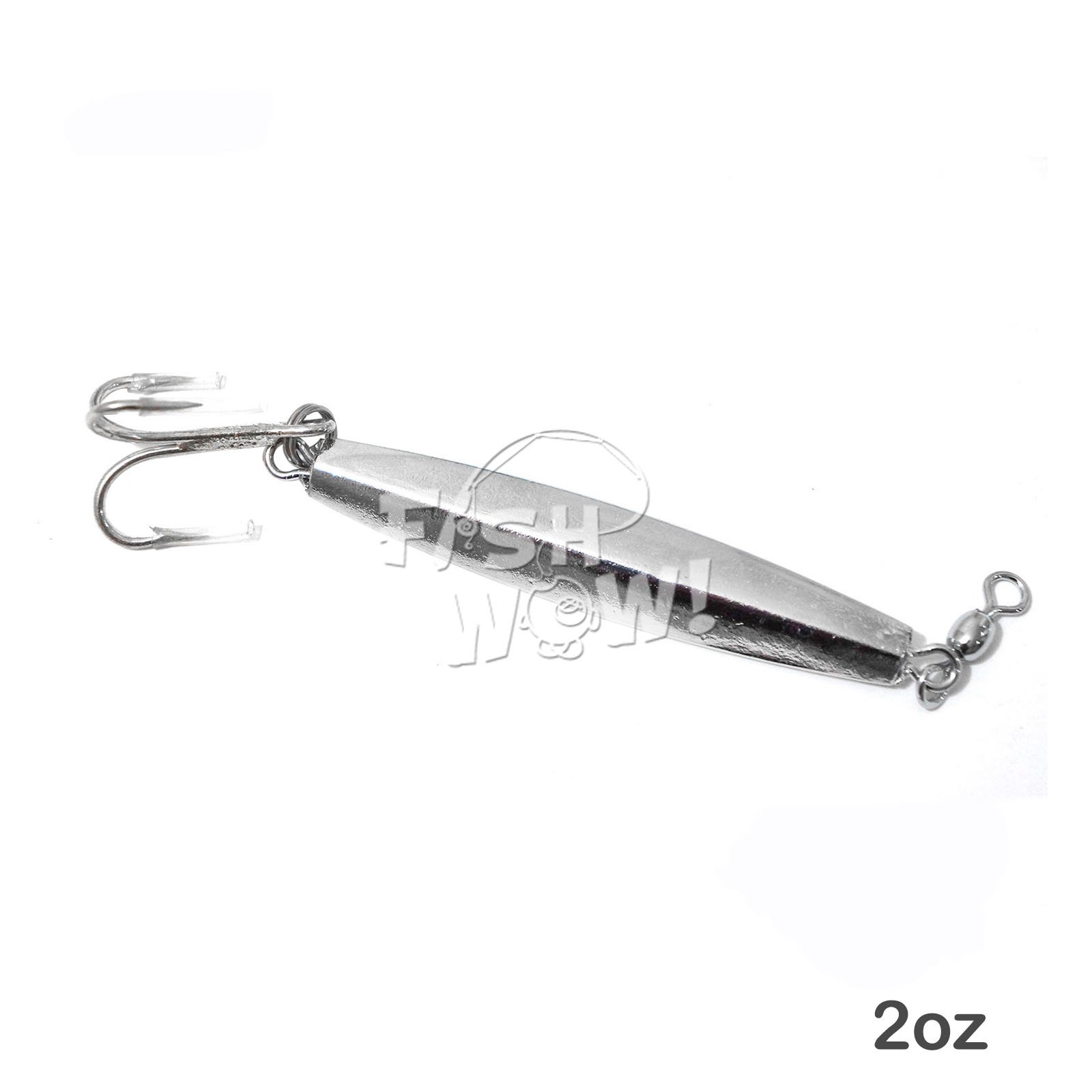 5pcs Fish WOW!® 2oz Diamond Jig Chrome jigs with a Treble Hook