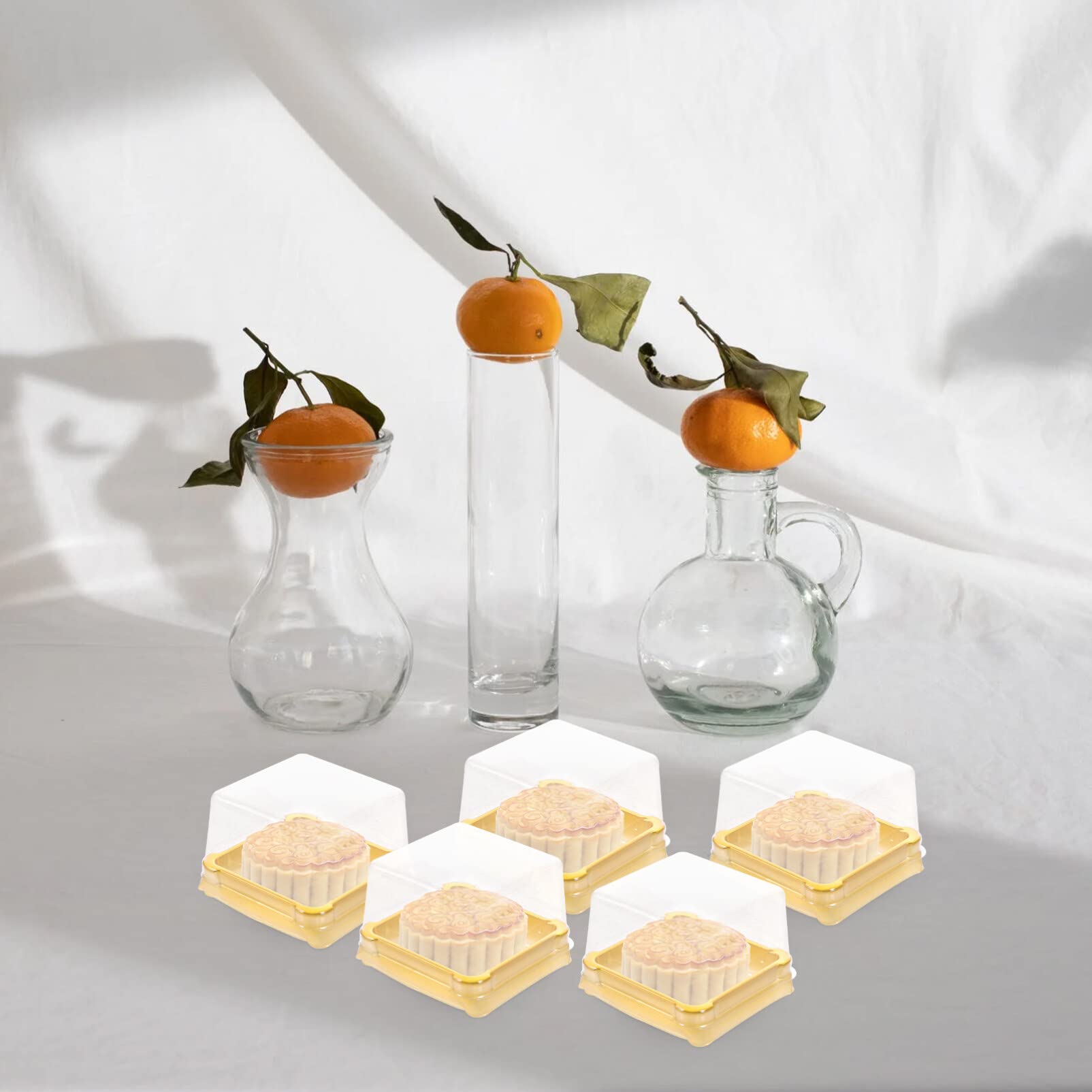 Alipis 50pcs Cheese Crackers Disposable Food Containers Mini Cupcake Boxes Cheese Its Crackers Cake Container Clear Boxes for Favors Muffin Container Moon Cake Boxes Round Sandwich
