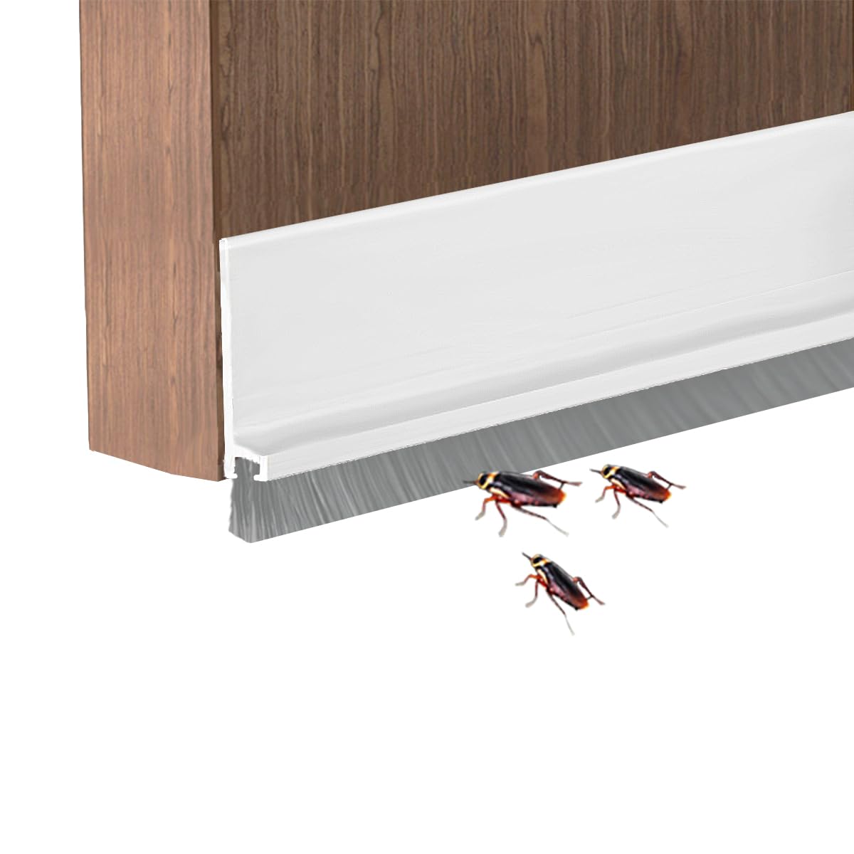 Door Sweep for Bottom of Door, Adhesive Silicone Rubber Door Sweep with Brush, 39" Adjustable Door Draft Stopper - White