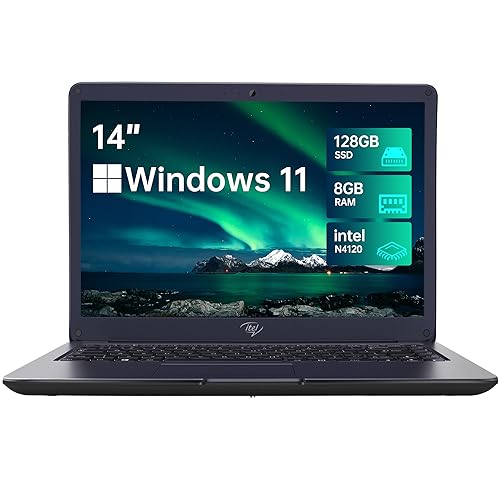 14'' Laptop Computer, Quad-Core Intel Celeron N4120 Processors, 8GB RAM, 128GB SSD, Intel UHD Graphics 600 Windows 11 Laptops Computers, Ultra Slim, Long Battery Life, 2.4G/5G WiFi, BT 4.2, HDMI