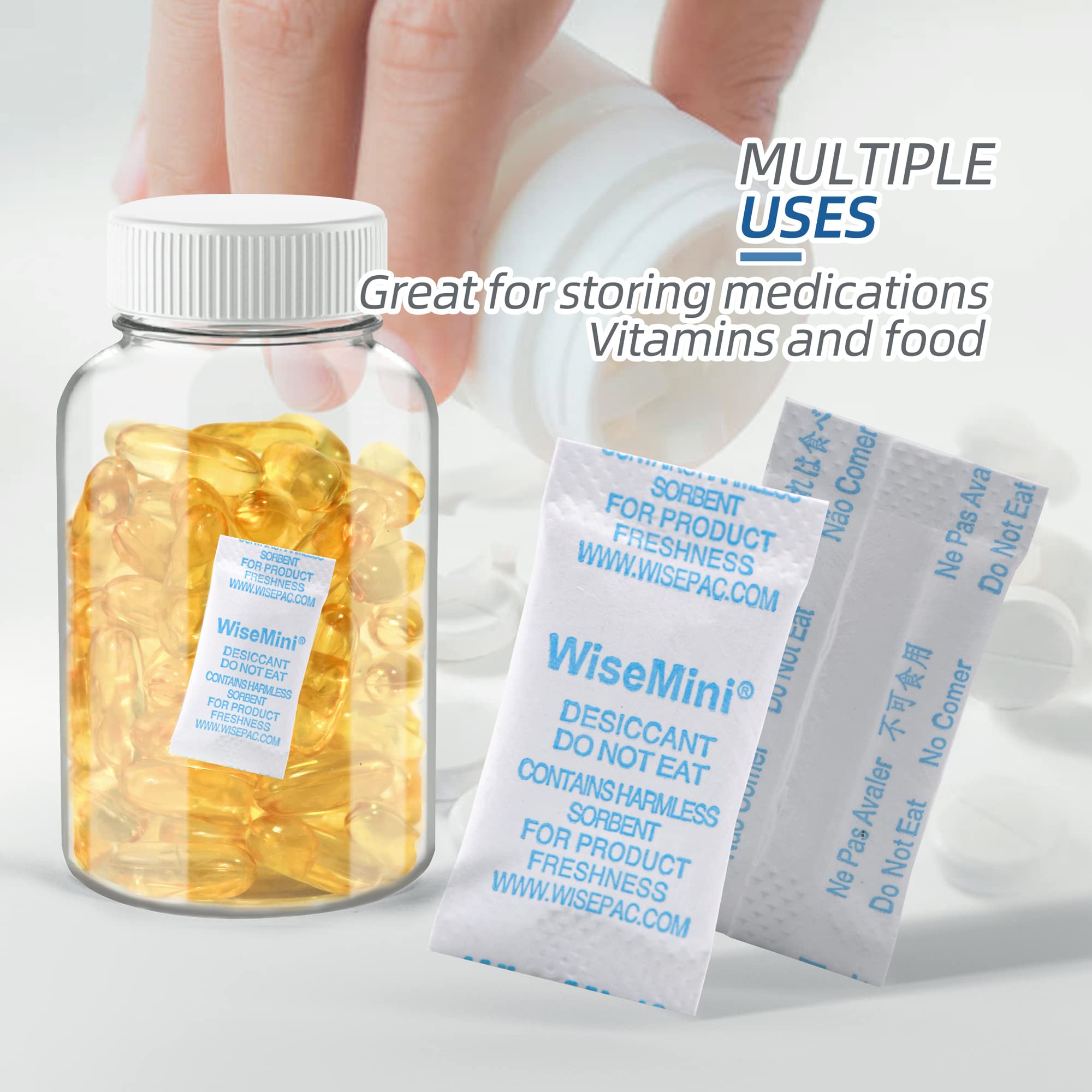 Wisesorb Silica Gel Packets, 0.5 Gram 200 Silica Packets, Food Grade Dessicant, Dessicant Packs, Silica Gel for Food, Moisture Packets for Food Storage