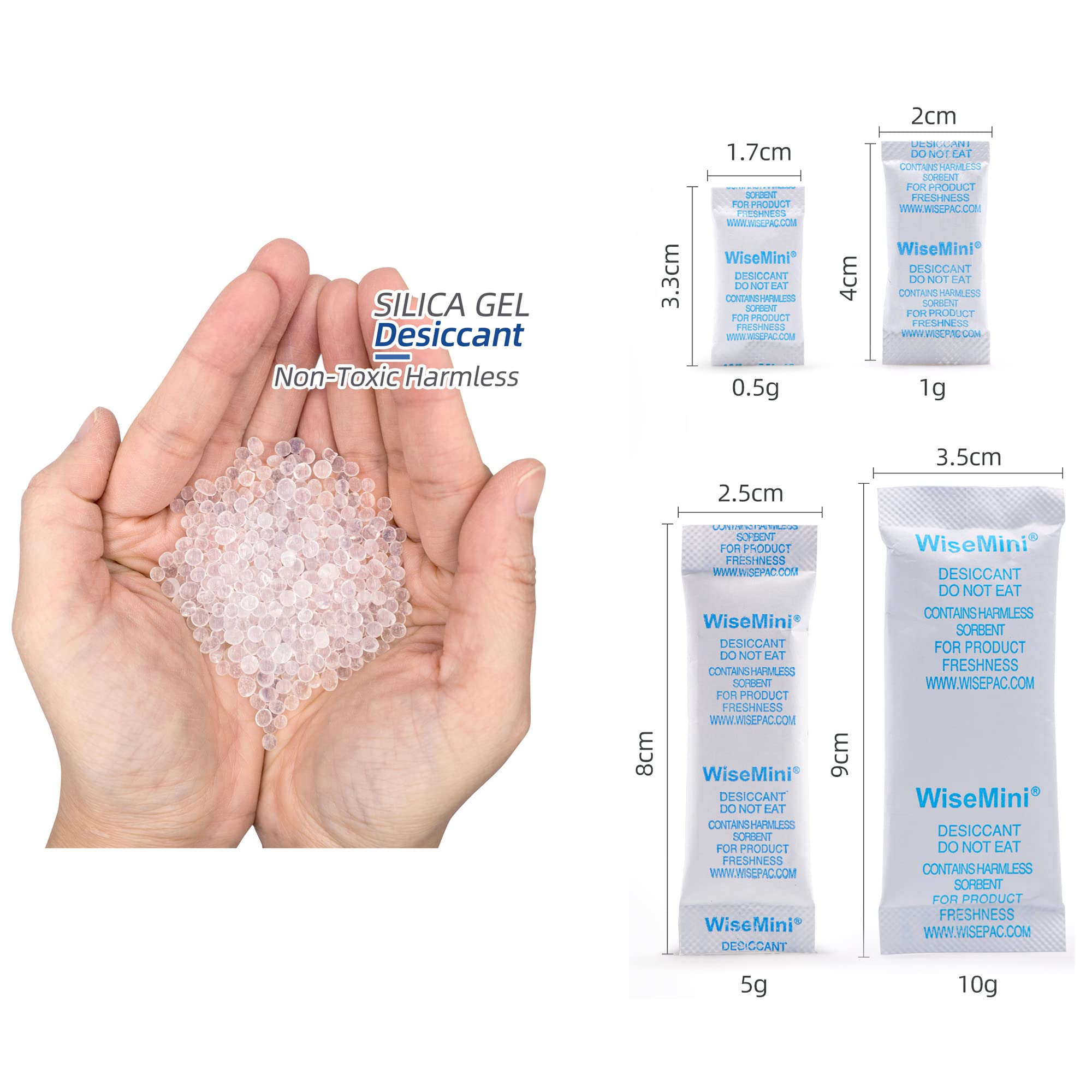 Wisesorb Silica Gel Packets, 0.5 Gram 200 Silica Packets, Food Grade Dessicant, Dessicant Packs, Silica Gel for Food, Moisture Packets for Food Storage