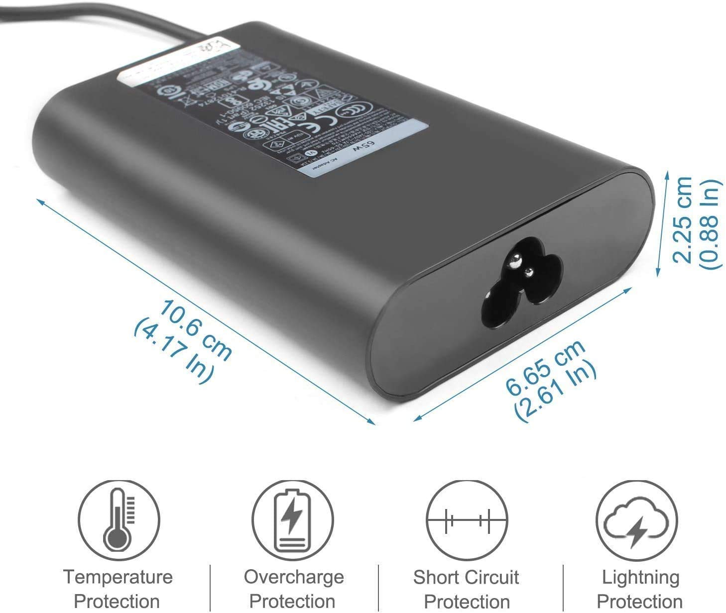 65W 20V 3.25A USB Type C AC Adapter Compatible for Dell LA65NM170 HA65NM170 02YK0F 0M1WCF for Latitude 13 7370 Latitude 12 7275 Latitude 3400 3500 5290, XPS 12 9250