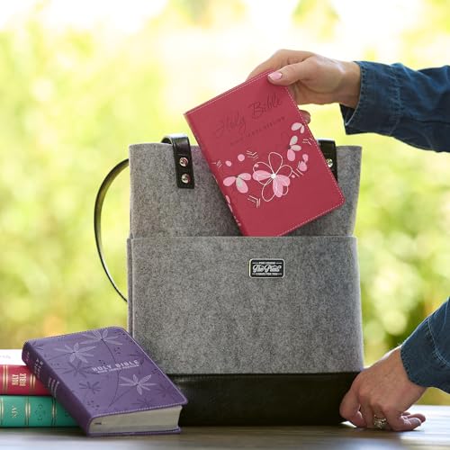 KJV Holy Bible, Compact Faux Leather Red Letter Edition - Ribbon Marker, King James Version, Pink/Burgundy, Zipper Closure (KJV Compact Editions)