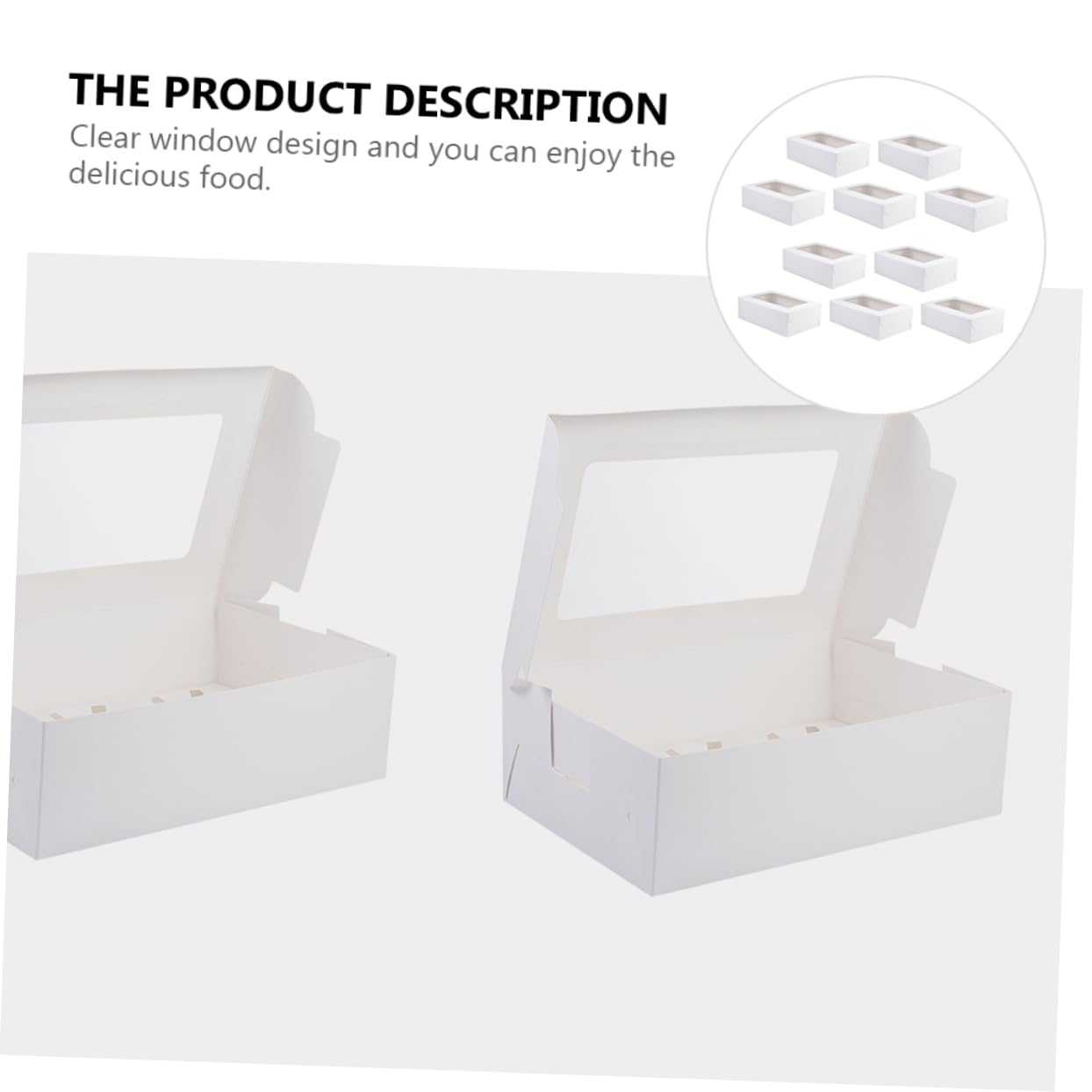 Abaodam 10 Pack Muffin Bakery Cake Boxes Paper Containers for Desserts 6-Grid Storage Boxes White Window Design Food Grade Party Banquet Friendly