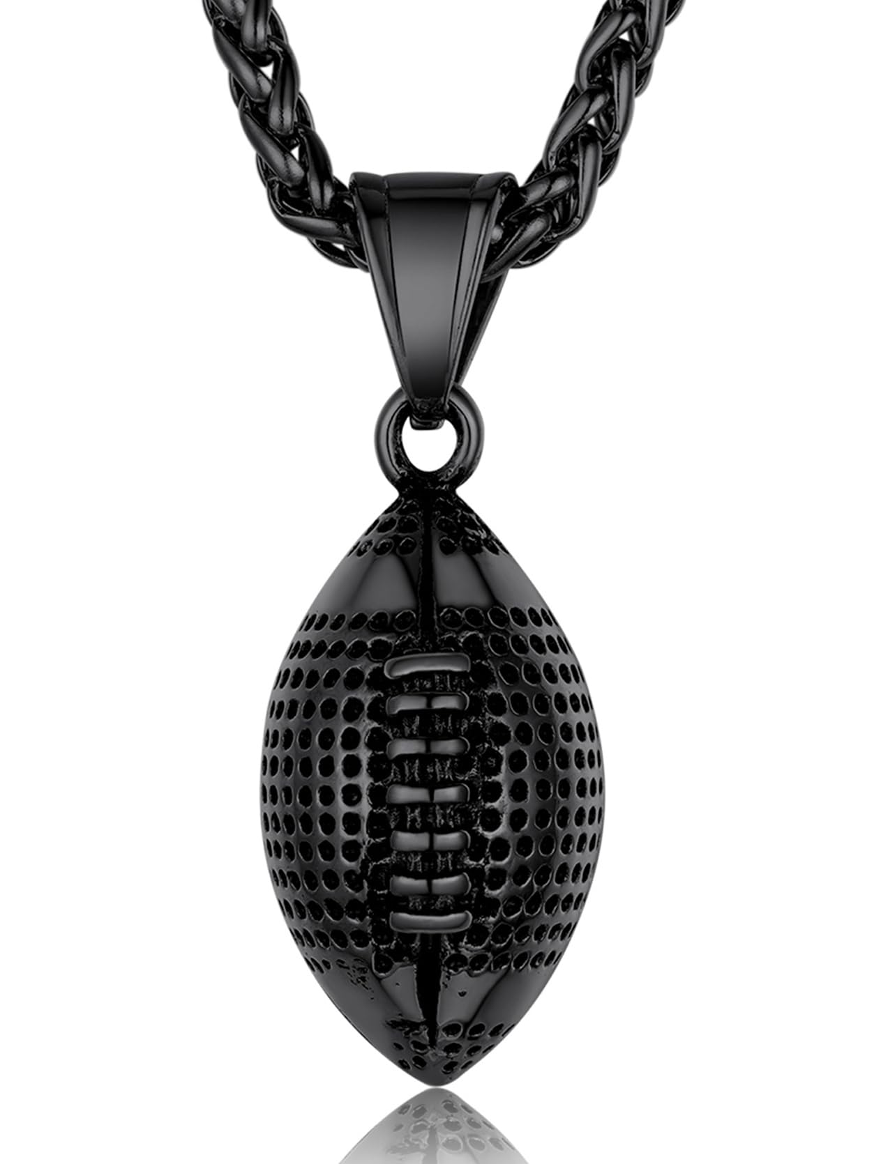 Football Necklace for Men Athlete, Mens Vintage Black Rugby Chain Titanium Steel Footballs Ball Pendant Necklaces Punk Rock Sprots Jewelry for Players