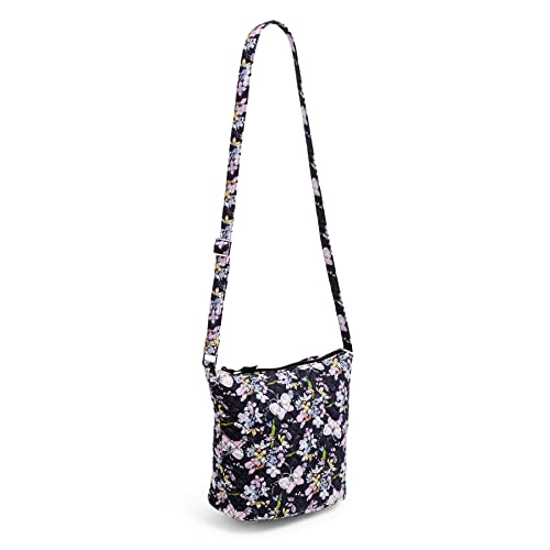 Vera Bradley Women's Cotton Bucket Crossbody Purse, Bloom Boom Navy - Recycled Cotton, One Size