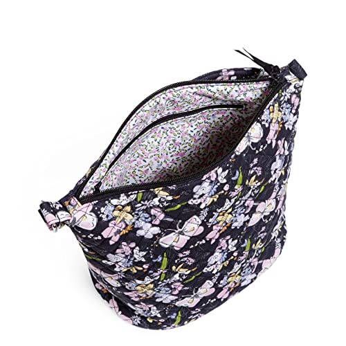 Vera Bradley Women's Cotton Bucket Crossbody Purse, Bloom Boom Navy - Recycled Cotton, One Size