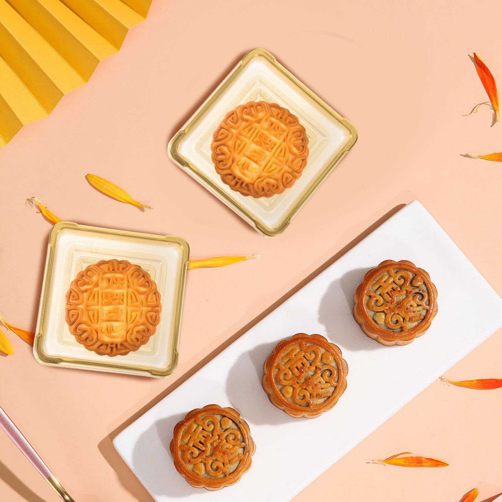 KALLORY 50pcs Boxes muffins Cupcake Container Moon Cake Containers Dessert Containers With Lids Cake Carrier Moon Cake Display Holder Cake Containers With Lids dome plastic biscuit