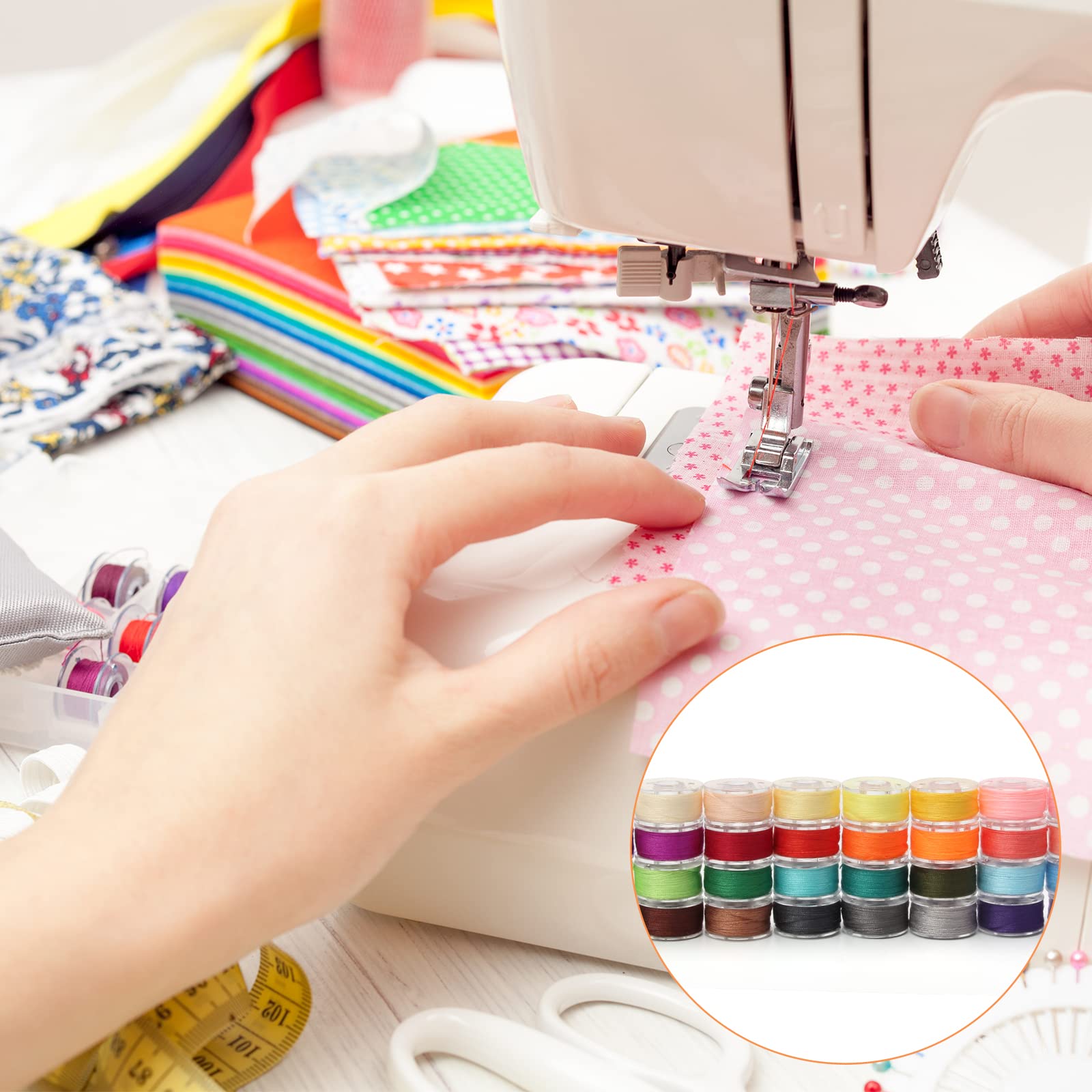 WIWAPLEX 72pc Bobbin Sewing Kit, 437 Yards Thread, 36 Colors, Prewound, Hand & Machine Sewing, Emergency & Travel, DIY & Home