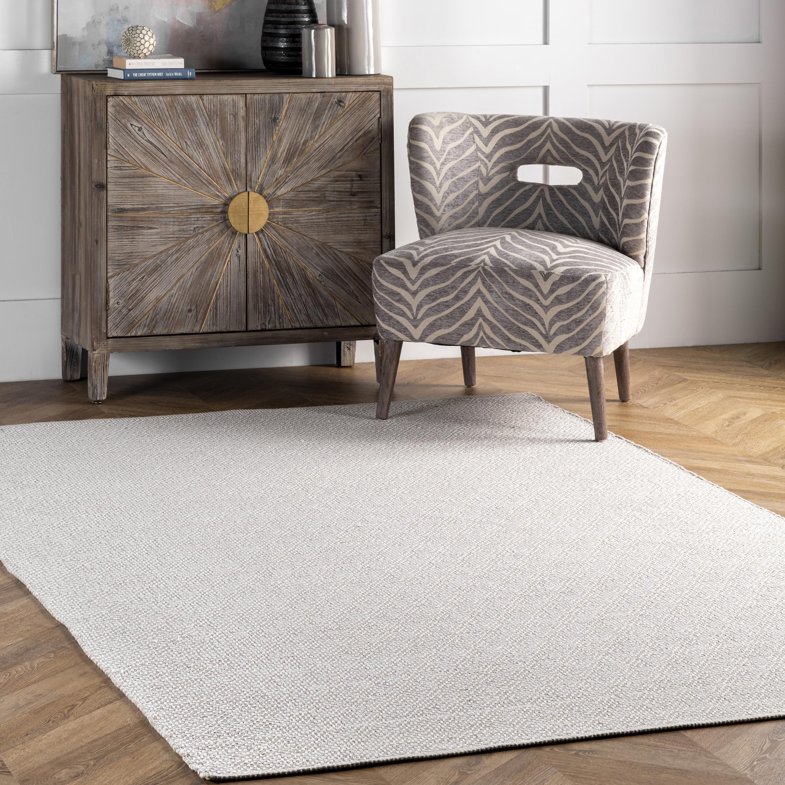 nuLOOM Lorretta Geometric Cotton Area Rug, 8x10, Taupe