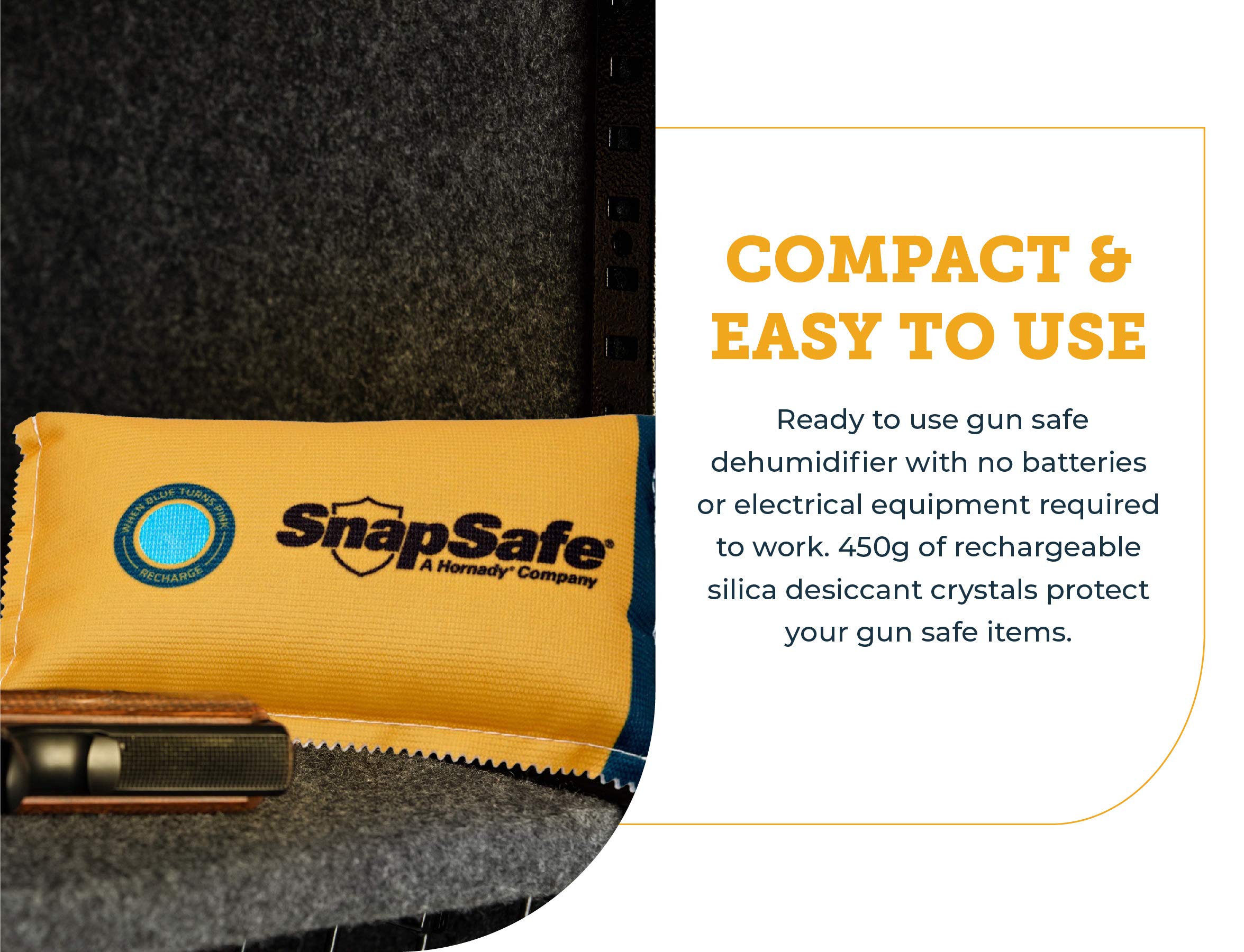 SnapSafe Reusable Dehumidifier Bag 450G, 75908 - Portable, Easy to Use Moisture Absorbers for Gun Safes & Cabinets - Prevent Moisture Damage for Gun Safe Accessories, Firearms in Your Gun Vault