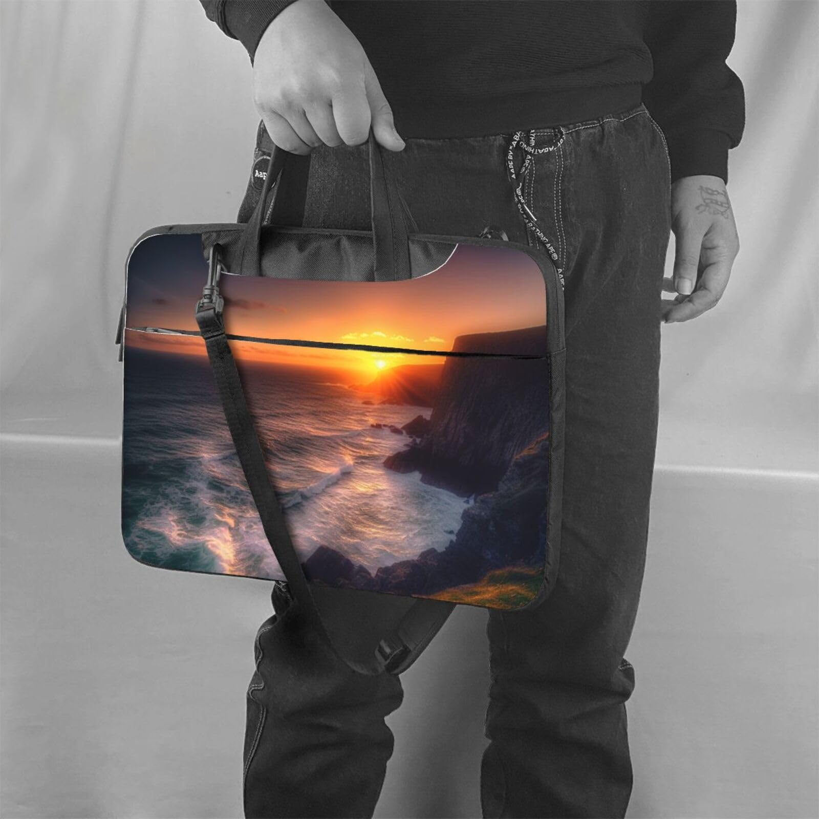Ireland Sunset Seascape Laptop Bag for Women Men 15.6" Computer Sleeve Business Travel Briefcase Messenger Bag