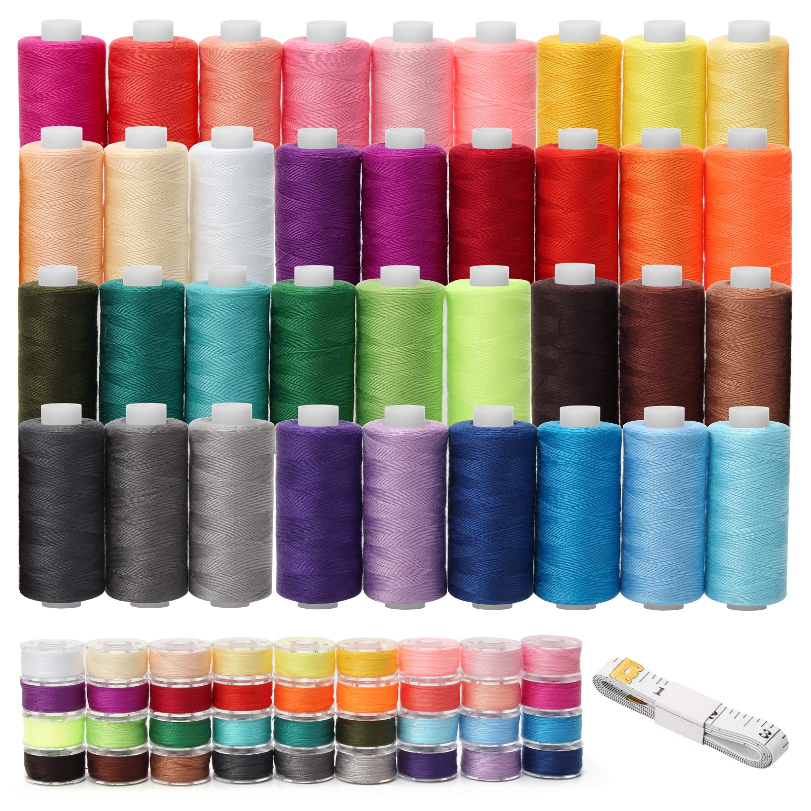 WIWAPLEX 72pc Bobbin Sewing Kit, 437 Yards Thread, 36 Colors, Prewound, Hand & Machine Sewing, Emergency & Travel, DIY & Home