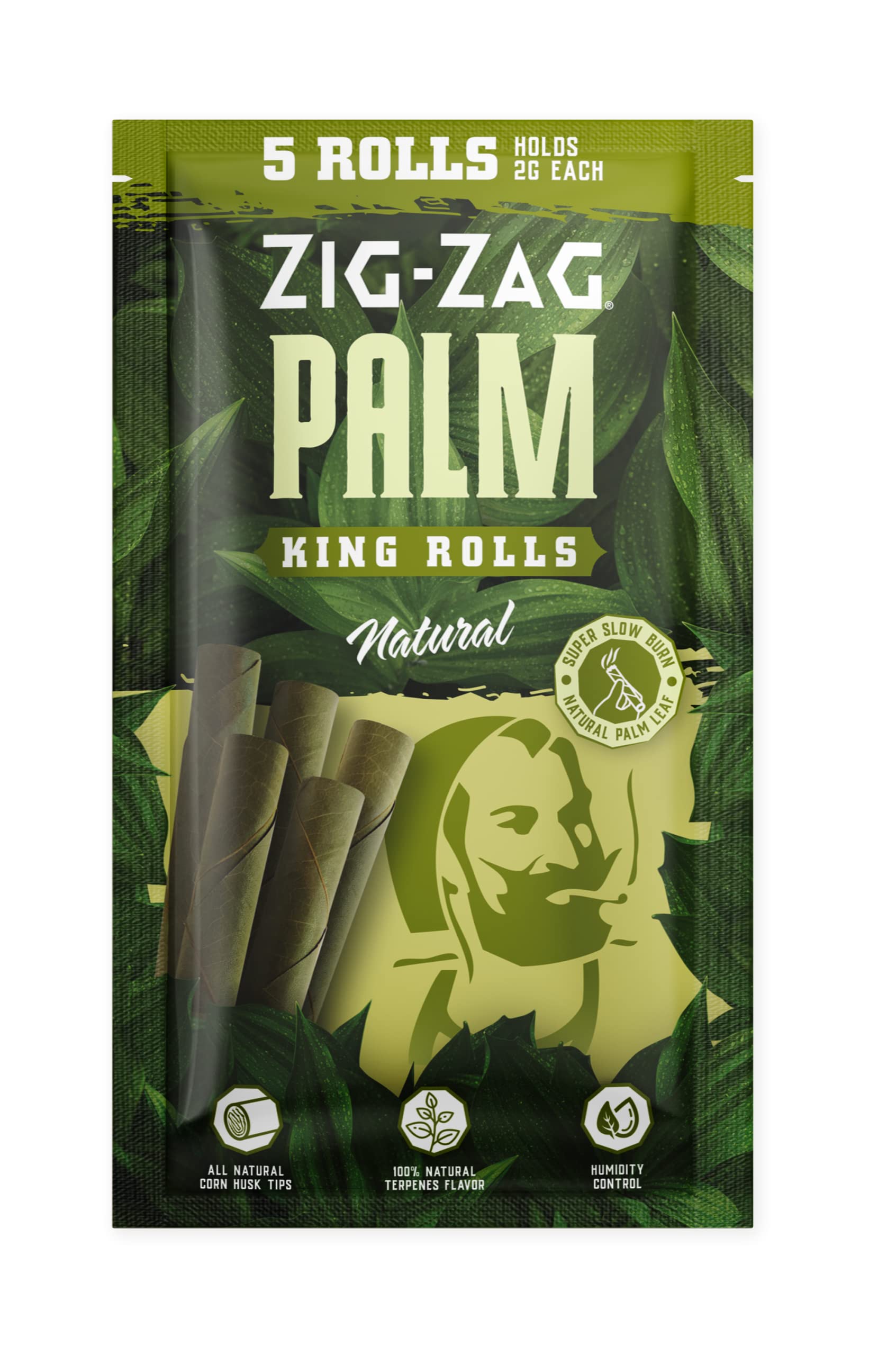 Zig-Zag Mini Palm Rolls (5 Pack) - Natural Flavor - Natural Pre Wrap Palm Leafs Pre Rolled Cones - Palm Cones