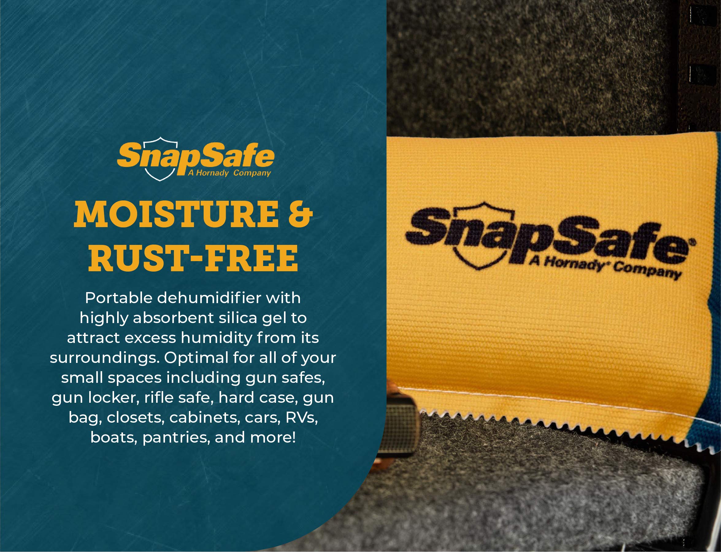 SnapSafe Reusable Dehumidifier Bag 450G, 75908 - Portable, Easy to Use Moisture Absorbers for Gun Safes & Cabinets - Prevent Moisture Damage for Gun Safe Accessories, Firearms in Your Gun Vault