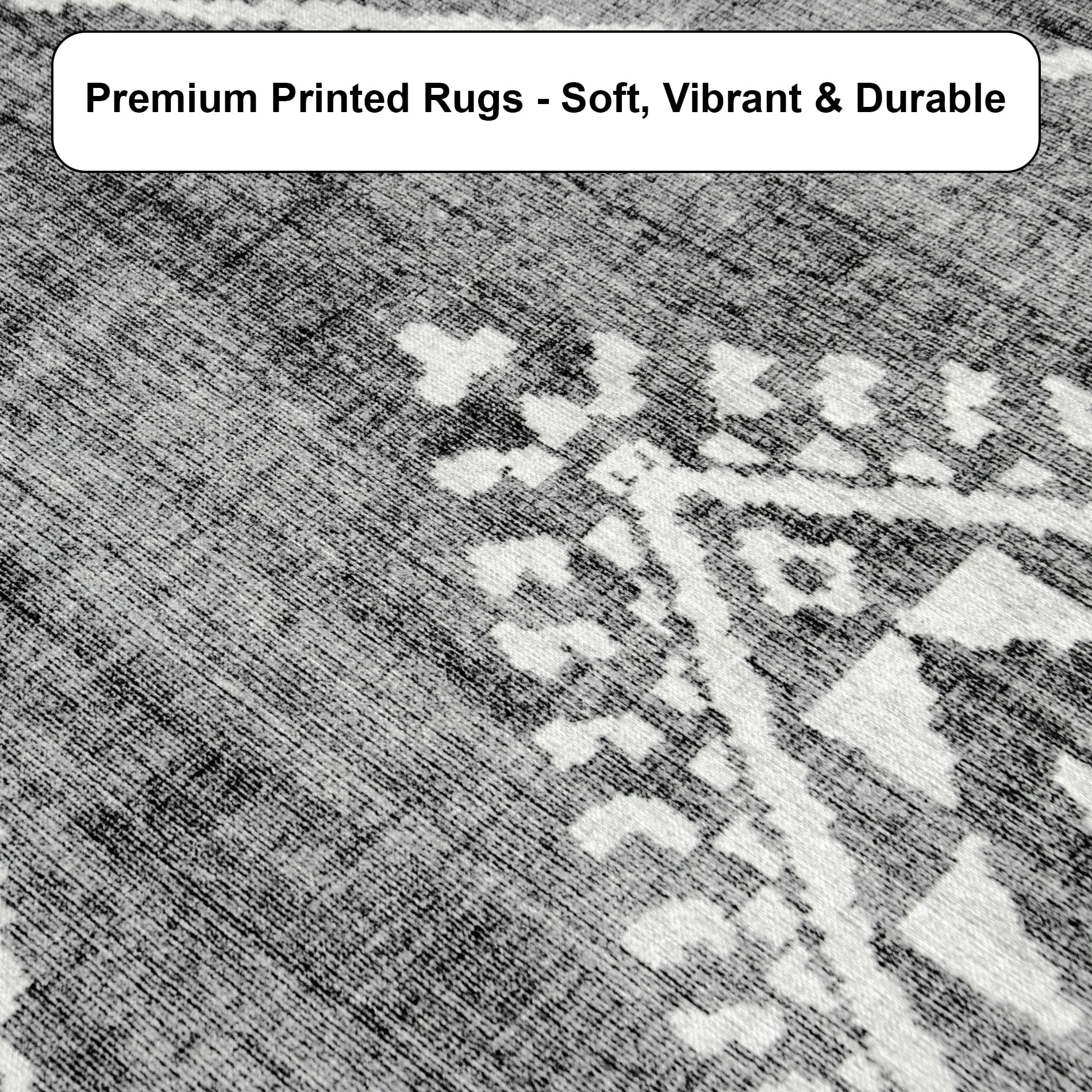 ReaLife Machine Washable Area Rug Runner - Living Room Bedroom Bathroom Kitchen Entryway Office - Padded Low Pile Stain Resistant Premium - Moroccan Diamond Tribal - Jax - Gray 3' x 5'