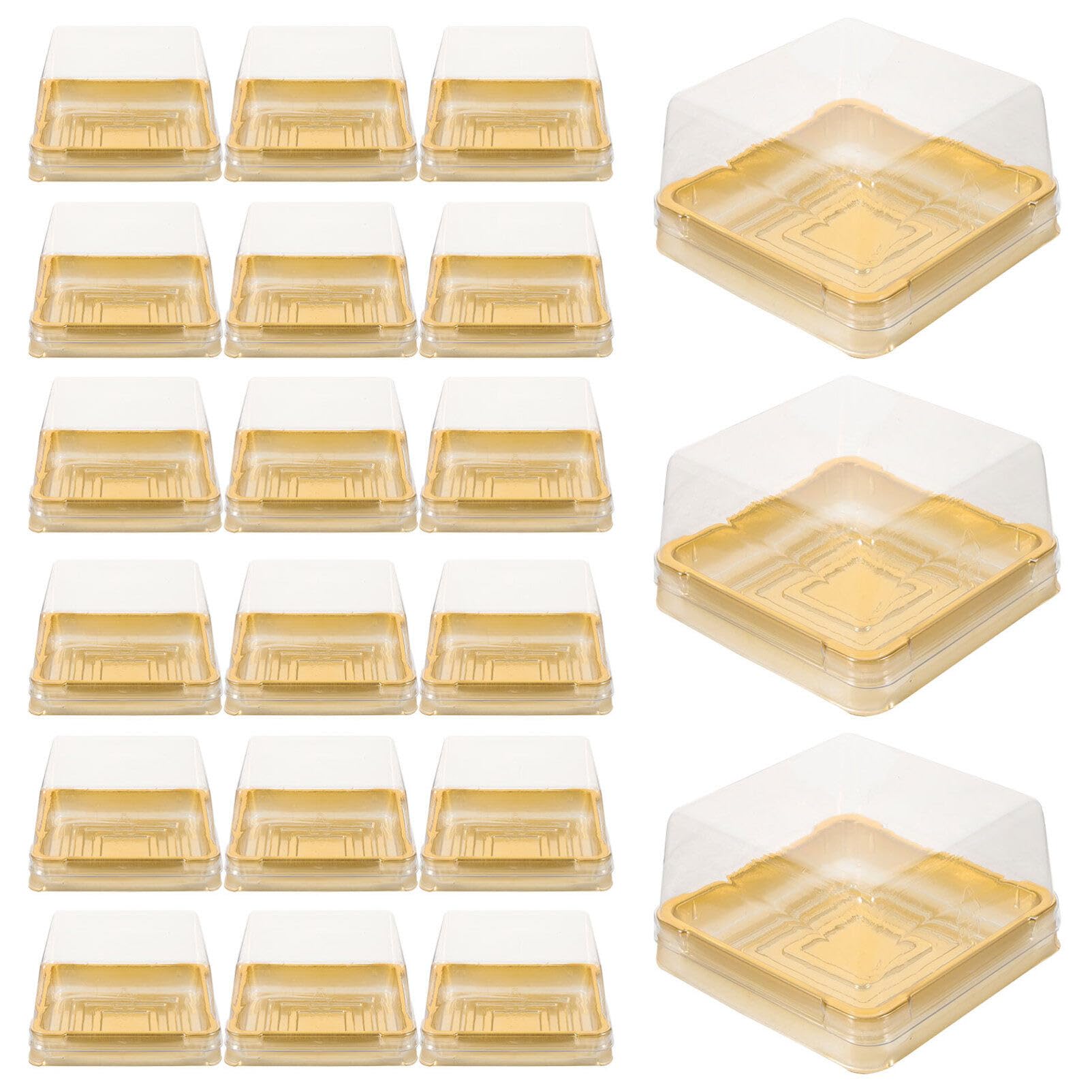 KALLORY 50pcs Boxes muffins Cupcake Container Moon Cake Containers Dessert Containers With Lids Cake Carrier Moon Cake Display Holder Cake Containers With Lids dome plastic biscuit