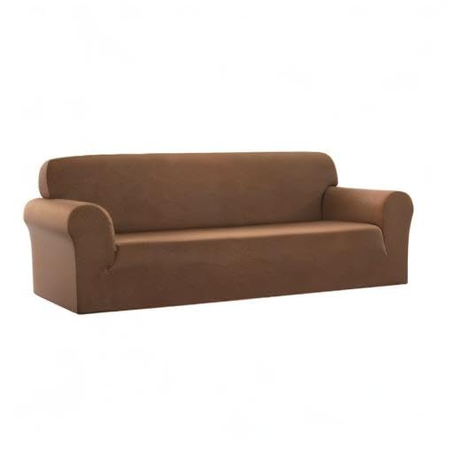 Sapphire Home 2-Piece Sofa and Loveseat Slipcovers, Couch Covers Set, Form fit Stretch, Wrinkle Free, Furniture Protector, Sofa Covers for Living Room, Diamond Pattern Polyester Spandex (Brown)