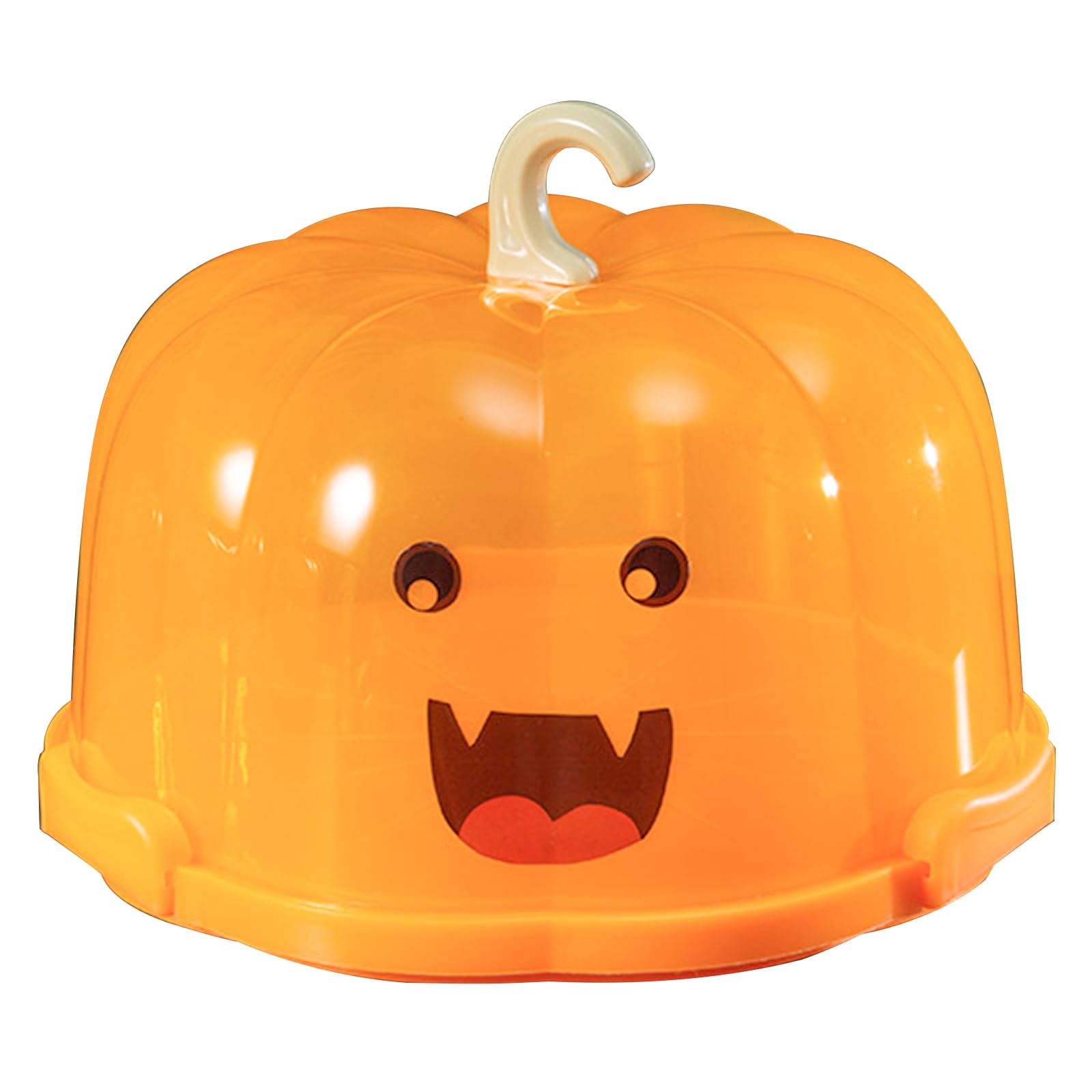 DIIRPPR 10 Inch Pumpkin Style Cake Carrier Keeper Stand with Handles and Lids Container for Transport Cake Holder Tray with Cover Round Cupcake Storage Kitchen Cooking Box ,Suitable for Halloween