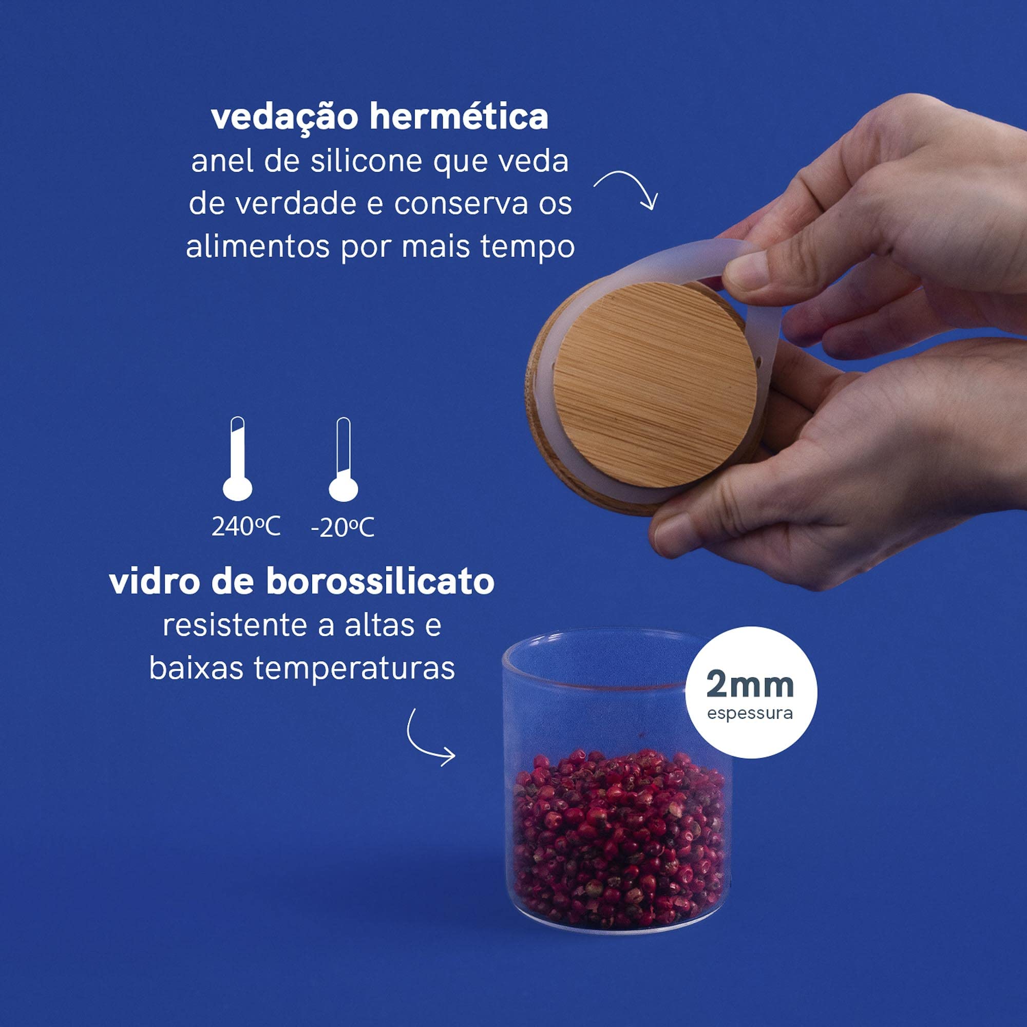 OIKOS | Hermetic Glass Storage Jars Set with Bamboo Lid | Candy Jars, Multipurpose Jars Kitchen Glass Canisters For Coffee, Flour, Sugar, Candy, Cookie, Spice and More | 10 Pieces, 6.7 OZ each