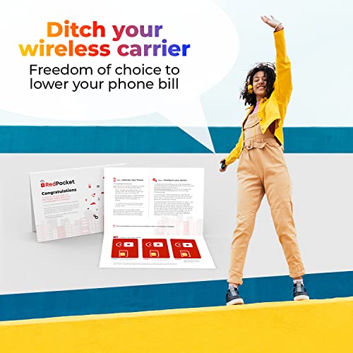 RedPocket Mobile $40/Month Phone Plan, Free SIM Card for Verizon Wireless-Compatible Phone, Unlimited Data, Talk & Text, 25GB High-Speed 5G & 4G Data