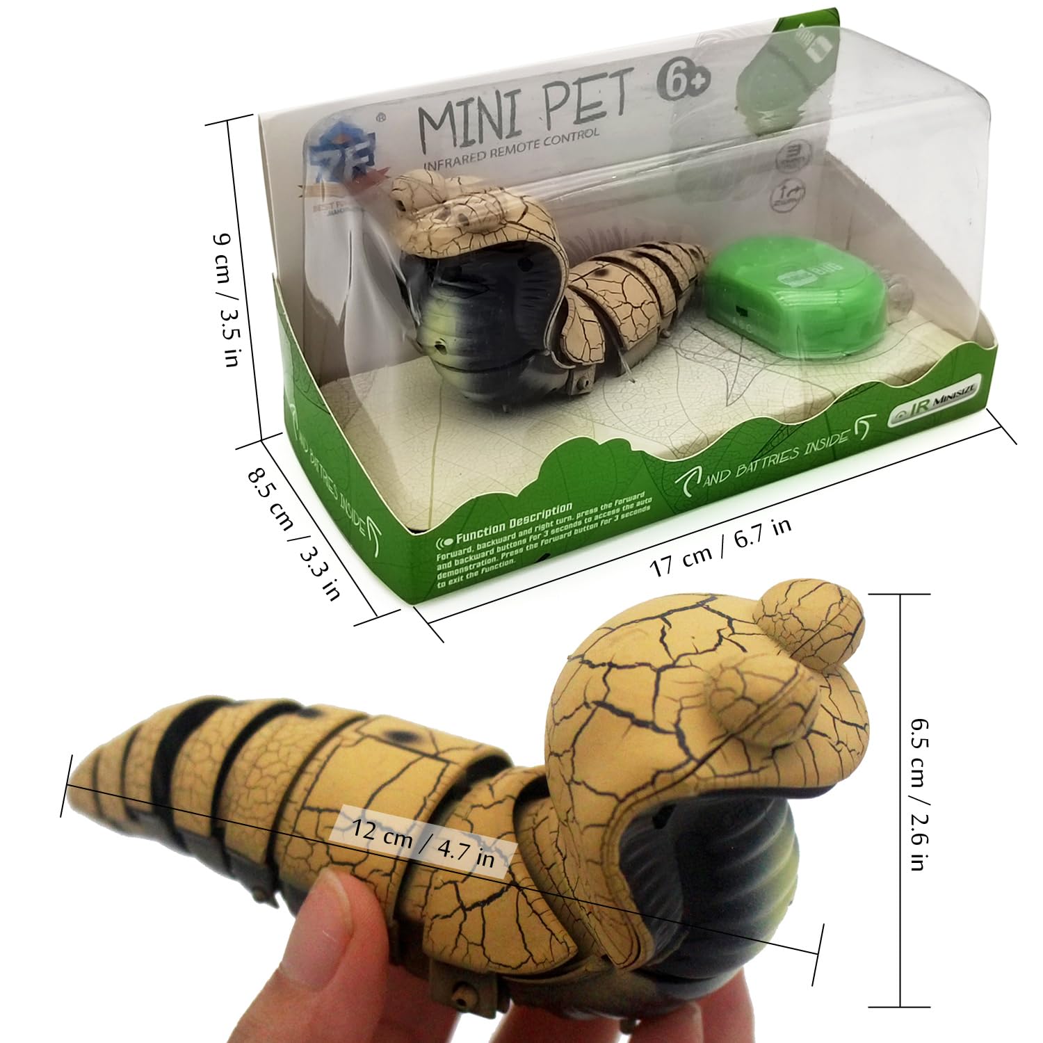Tipmant Cute RC Snake Cobra Mini Remote Control Animal Toy Electric Car for Pet Cat Dog Realistic Kids Birthday Gifts (Yellow)
