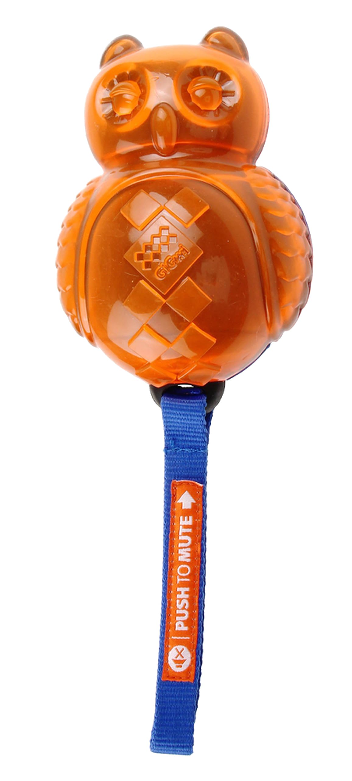 GiGwi Push to Mute Dog Toy Ineractive Squeaker Chew Toy for Dogs - Blue/Orange Owl