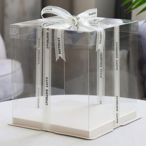 SOLUSTRE 2pcs Cake Stand Suitcase Disposable Containers Cake Holder with Lid Clear Containers with Lids Birthday Cake Packaging Packing Box Paper Cup Cake Box Heighten Dessert