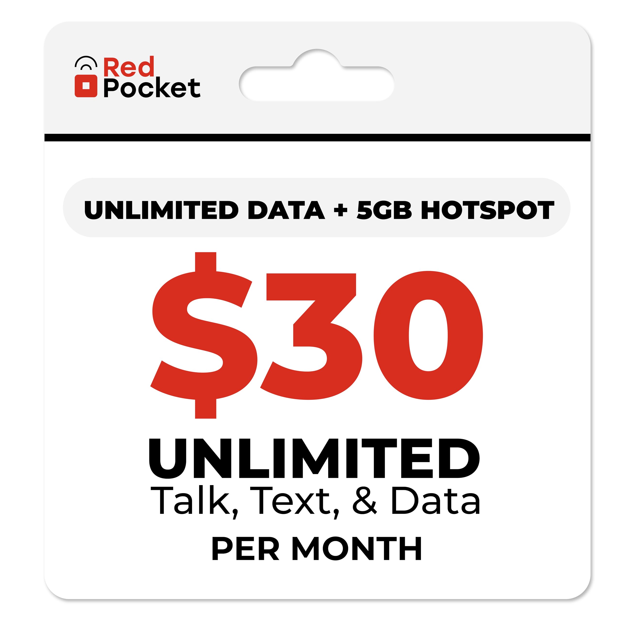 Unlimited Data + 5GB Hotspot from RedPocket Mobile. Free SIM Card for AT&T-Compatible Phone. Unlimited Data, Talk, & Text