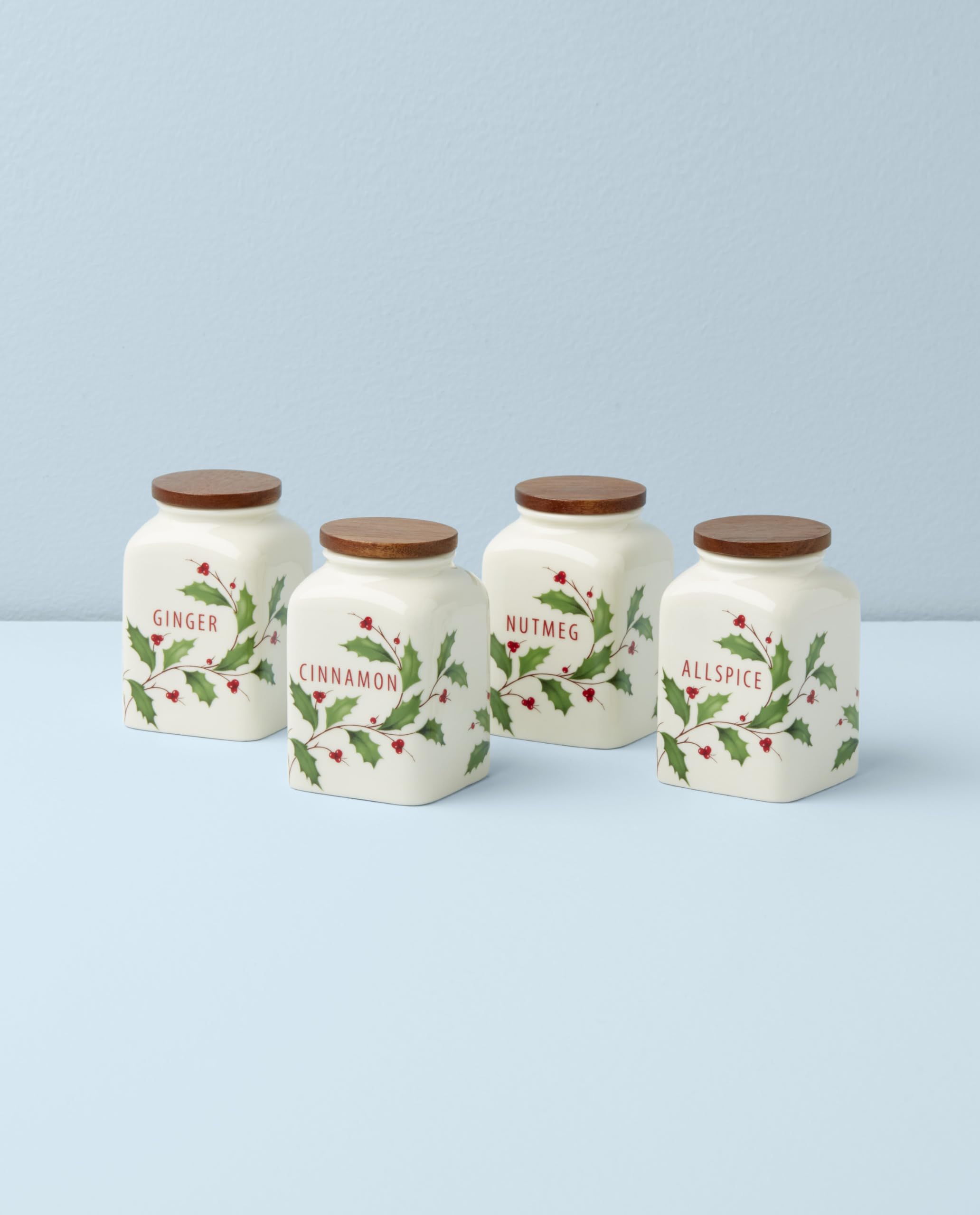 Lenox 895048 Holiday Baking Spice Jars, Set of 4, Christmas Theme
