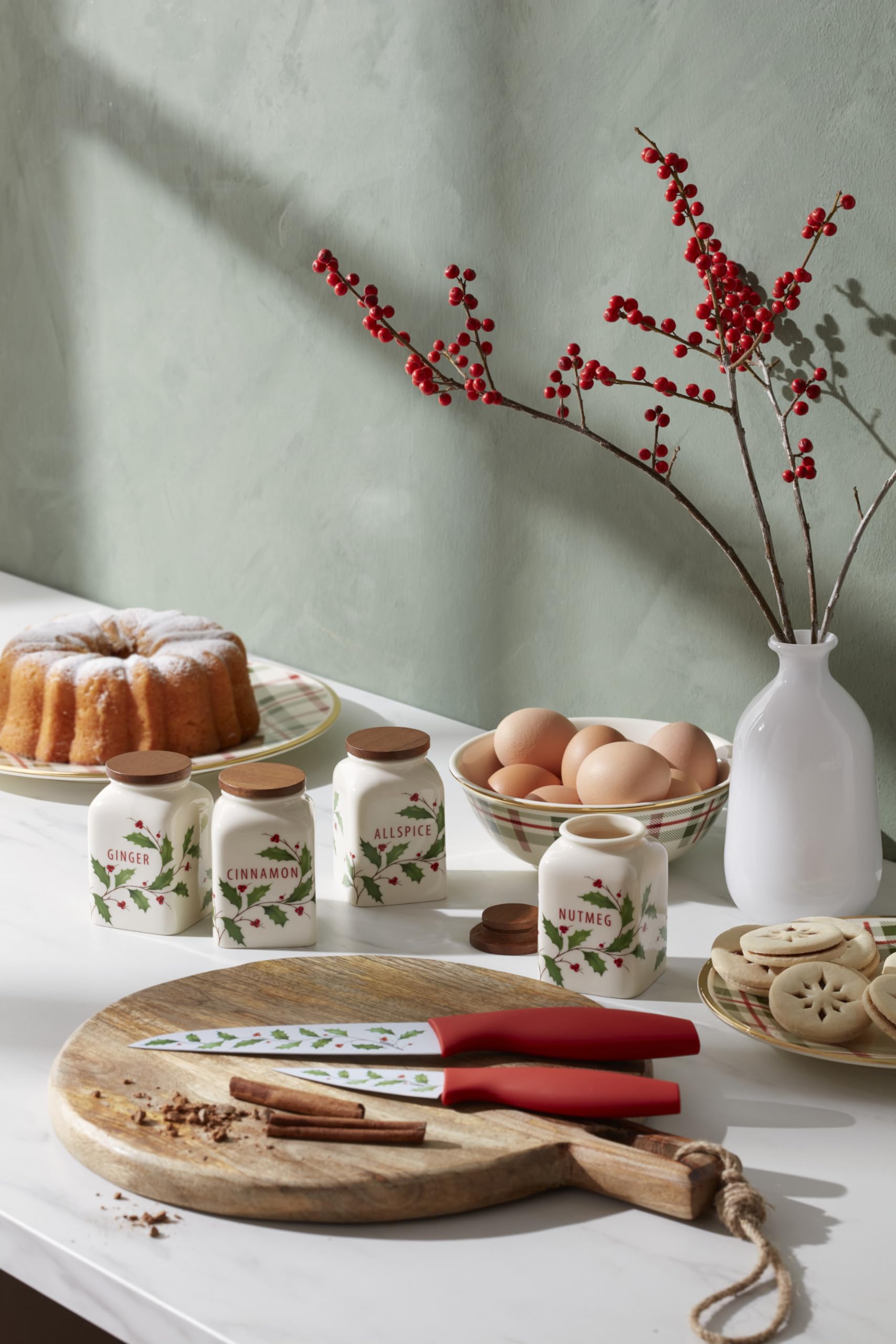 Lenox 895048 Holiday Baking Spice Jars, Set of 4, Christmas Theme