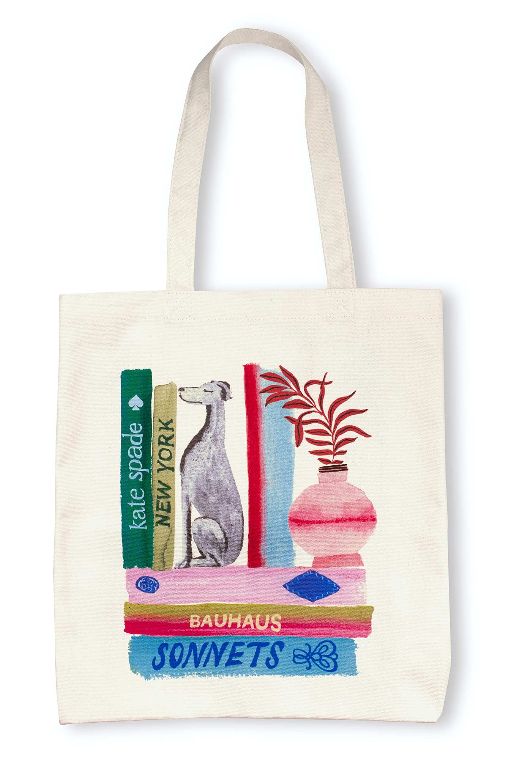 kate spade new york Canvas Tote Bag for Women, Cute Tote Bag for Teacher, Canvas Beach Bag, Book Tote with Pocket, Bookshelf