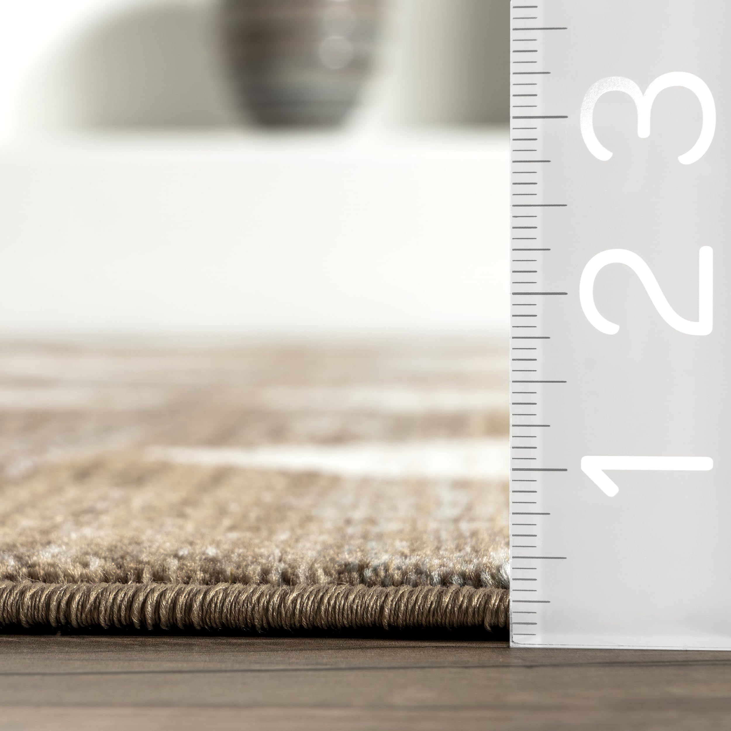nuLOOM Fringed Performance Indoor Area Rug, Power Loomed, Easy Clean, Durable, Non-Shed, 5' x 8', Meline Beige