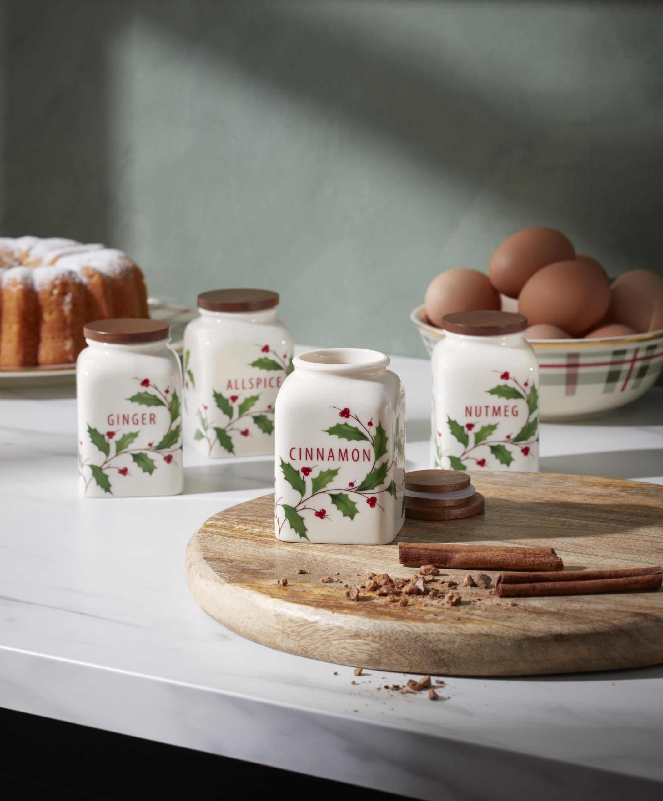 Lenox 895048 Holiday Baking Spice Jars, Set of 4, Christmas Theme