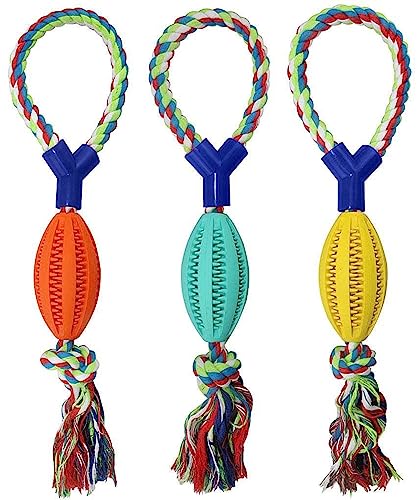 Dog Ball Rope Toy Interactive for Medium Dog for Treat Dispensing, Durable Dog Balls for Teeth Cleaning/IQ Training (Not for Aggressive chewers)