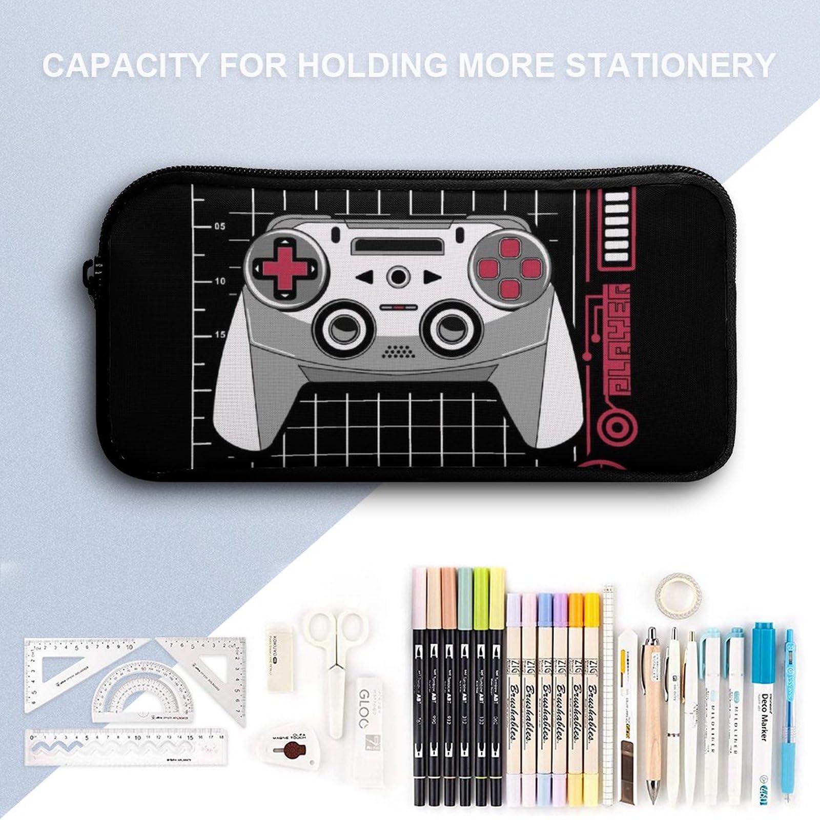 NAWFIVE Joystick Player Backpack with Lunch Box And Pencil Case Set Gamepad Controller Travel Daypack Bookbag for Men Women Laptop Backpack 3pcs