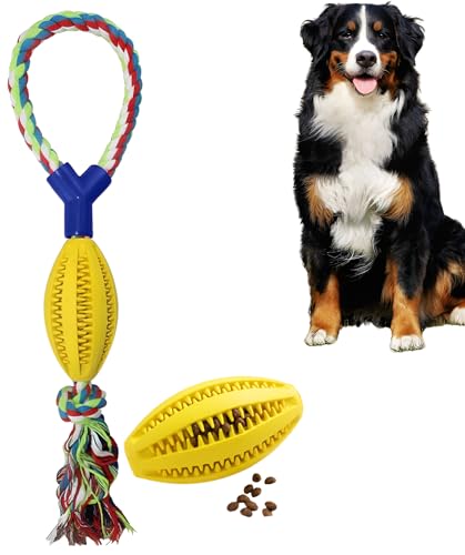 Dog Ball Rope Toy Interactive for Medium Dog for Treat Dispensing, Durable Dog Balls for Teeth Cleaning/IQ Training (Not for Aggressive chewers)